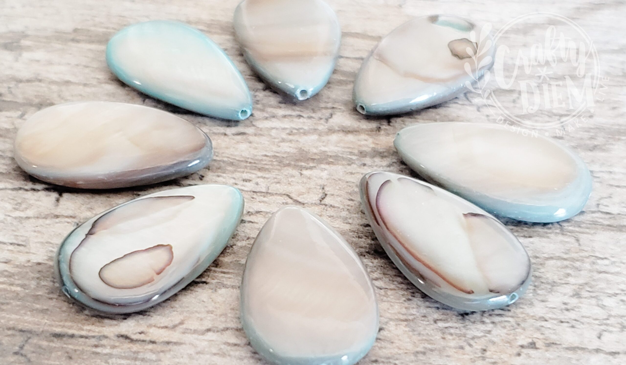 Polished Shell Teardrop Beads | Crafty Diem
